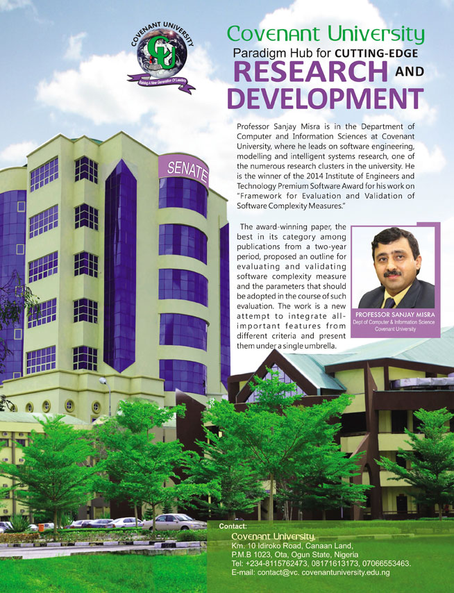 Advert: Covenant University (2 October 2014) | Times Higher Education (THE)